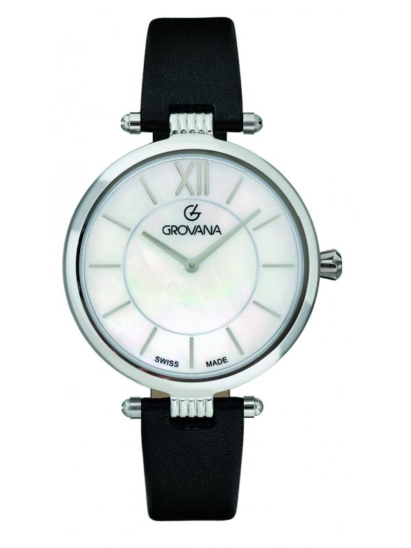 GROVANA SWISS MADE WOMAN WATCH STAINLESS STEEL CASE MOP SILVER DIAL SA ...